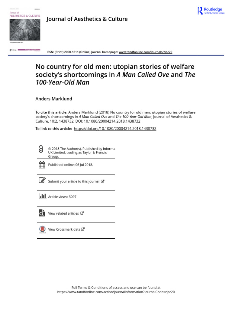 No Country For Old Men Utopian Stories of Welfare Society S ...