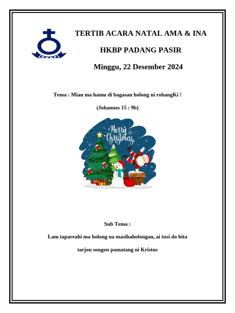Tertib Acara Natal HKBP 2024 | PDF | Agama & Spiritualitas