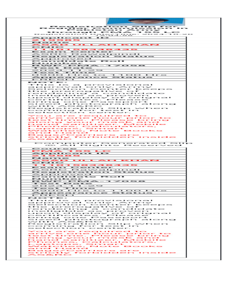 Registation Slip | PDF
