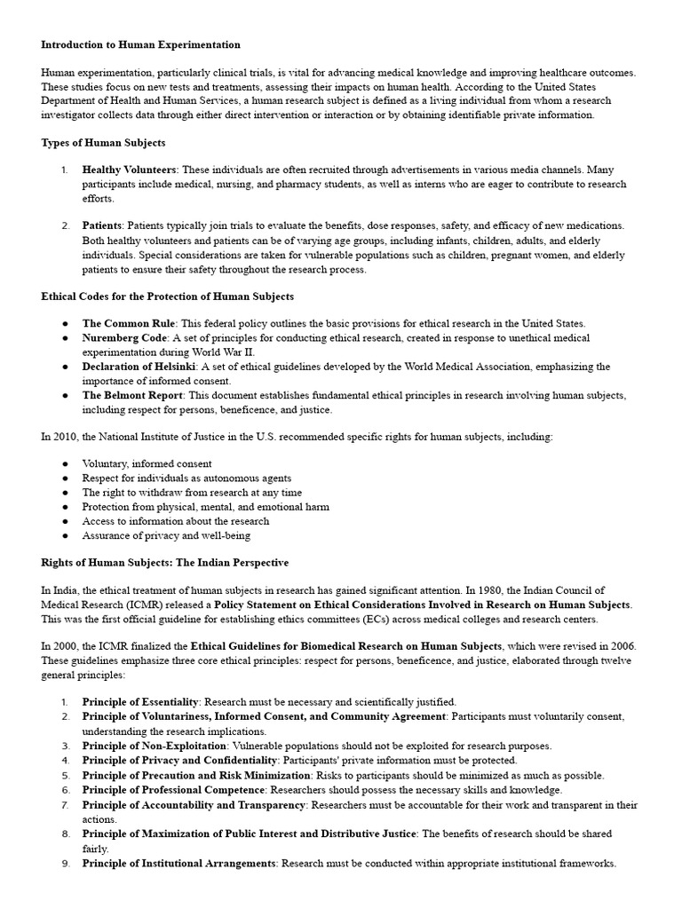 Ethical Human Research Guidelines | PDF | Clinical Trial ...