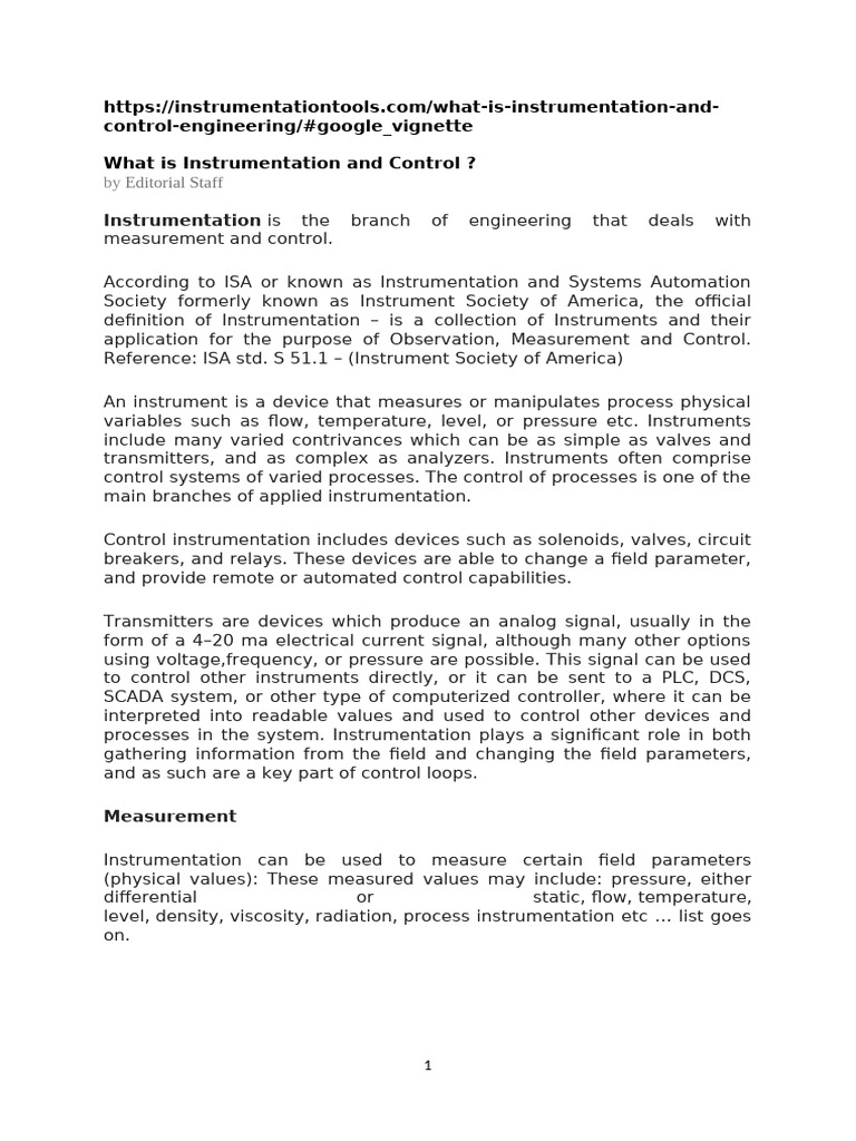 Instrumentation Lecture Note | PDF | Instrumentation | Sensor