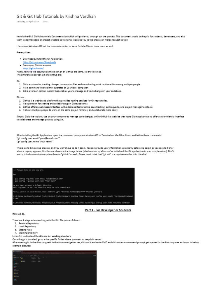 Git & GitHub Guide by Krishna Vardhan | PDF | Computer File | Microsoft Windows