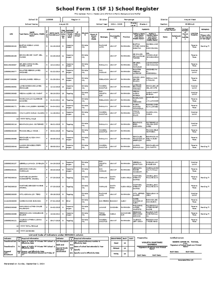 Sf1 - 2024 - Grade 4 - Emerald | PDF