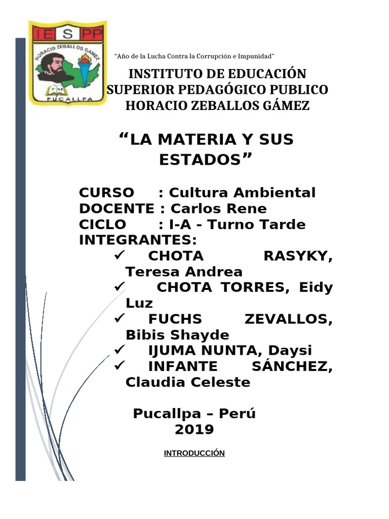 Trabajo Los Estados de La Materia | PDF | Gases | Importar