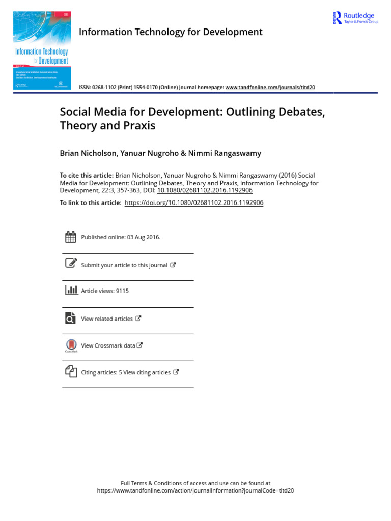 Social Media For Development Outlining Debates Theory and Praxis | PDF ...