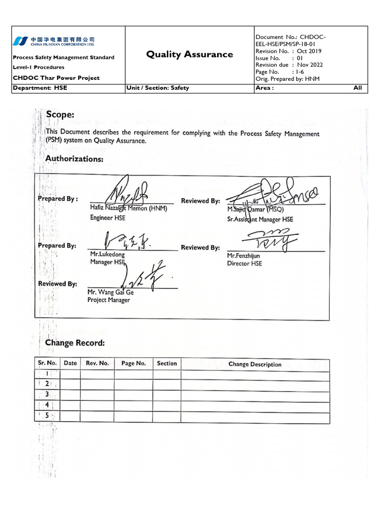 PSM 18 - Quality Assurance (Level 1 Document) | PDF | Quality Assurance ...