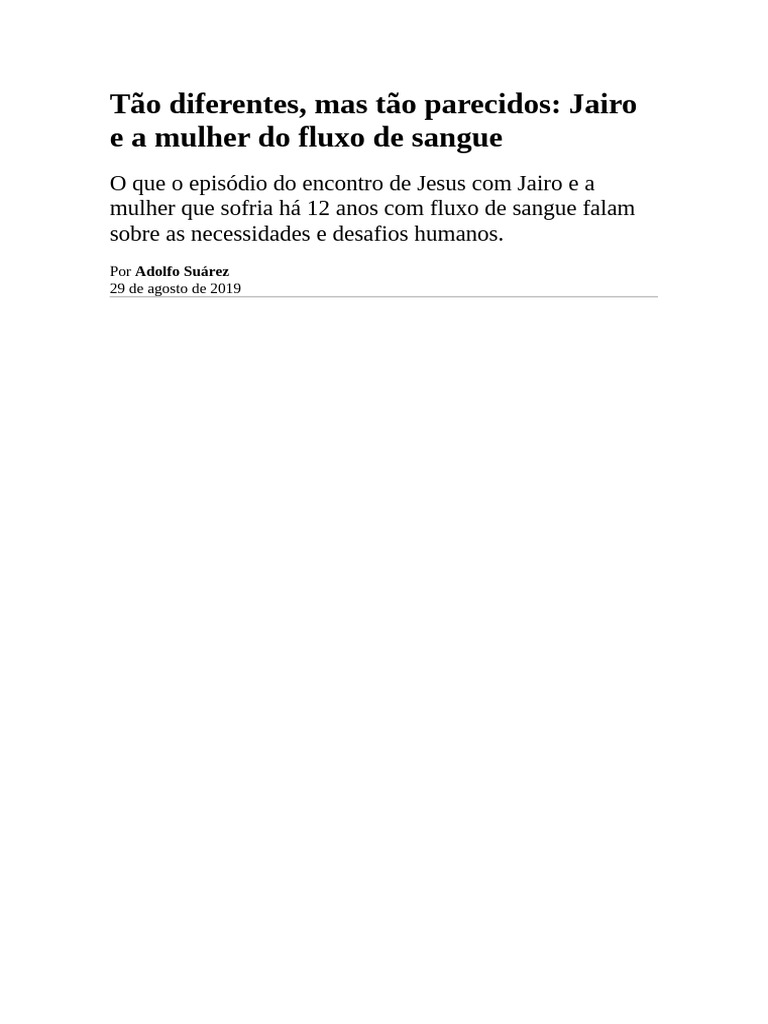 Jairo e a Mulher: Lições de Fé e Aceitação | PDF | Jesus | Fé