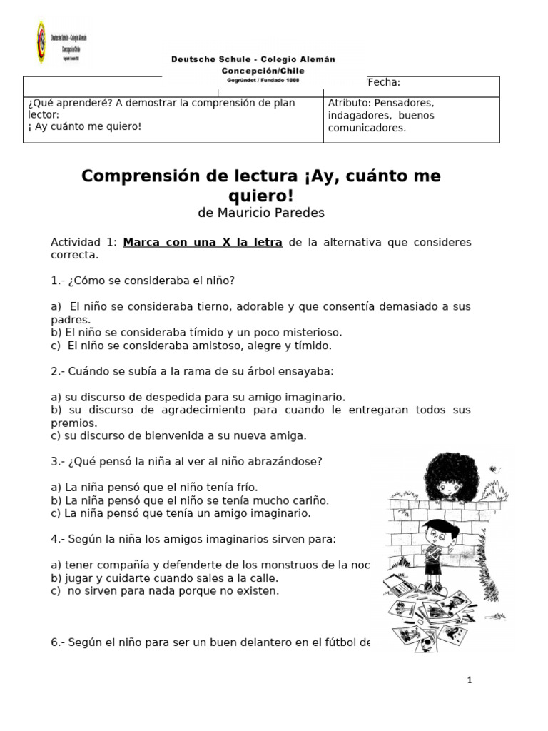 Comprensión de lectura ¡ Ay cuánto me quiero! | PDF