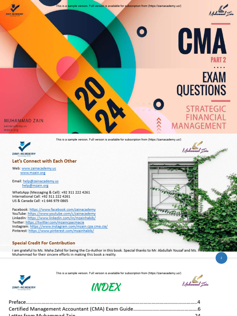 Sample of CMA Part 2 Exam Questions 2024 | PDF | Equity (Finance) | Multiple Choice