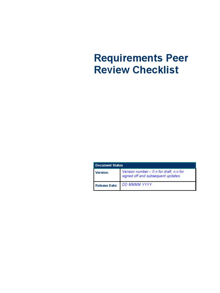 Requirements Peer Review Checklist | PDF | Specification (Technical ...