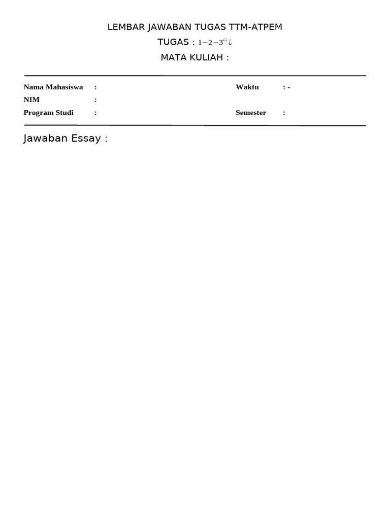 Lembar Jawaban Tugas TTM | PDF