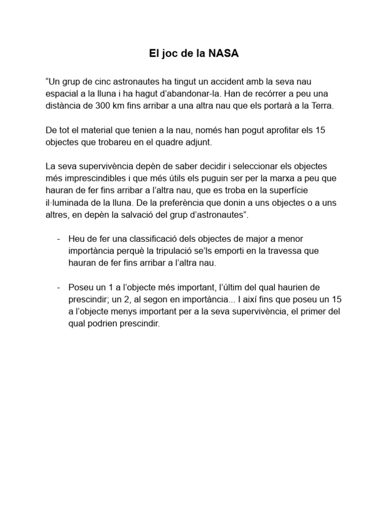 El Joc de La NASA | PDF