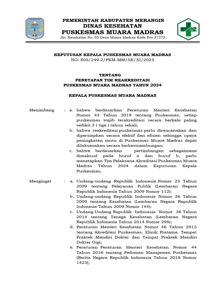 SK TIM AKREDITASI Revisi 1 | PDF