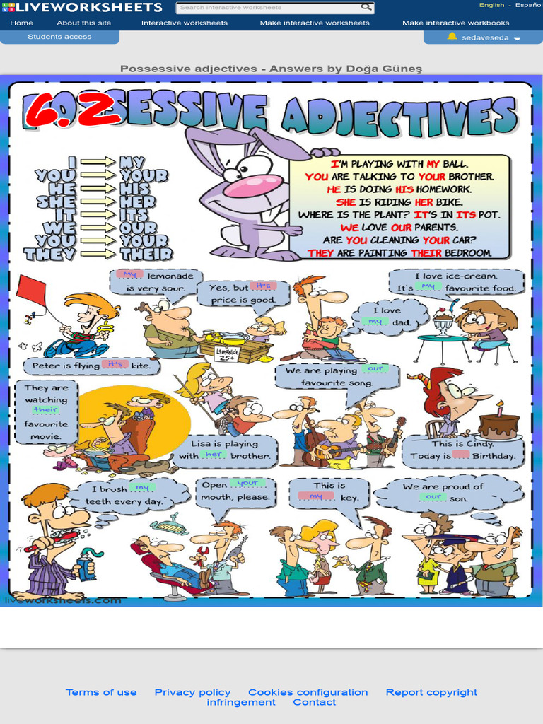 Possessive Adjectives - Answers by Doğa Güneş | PDF