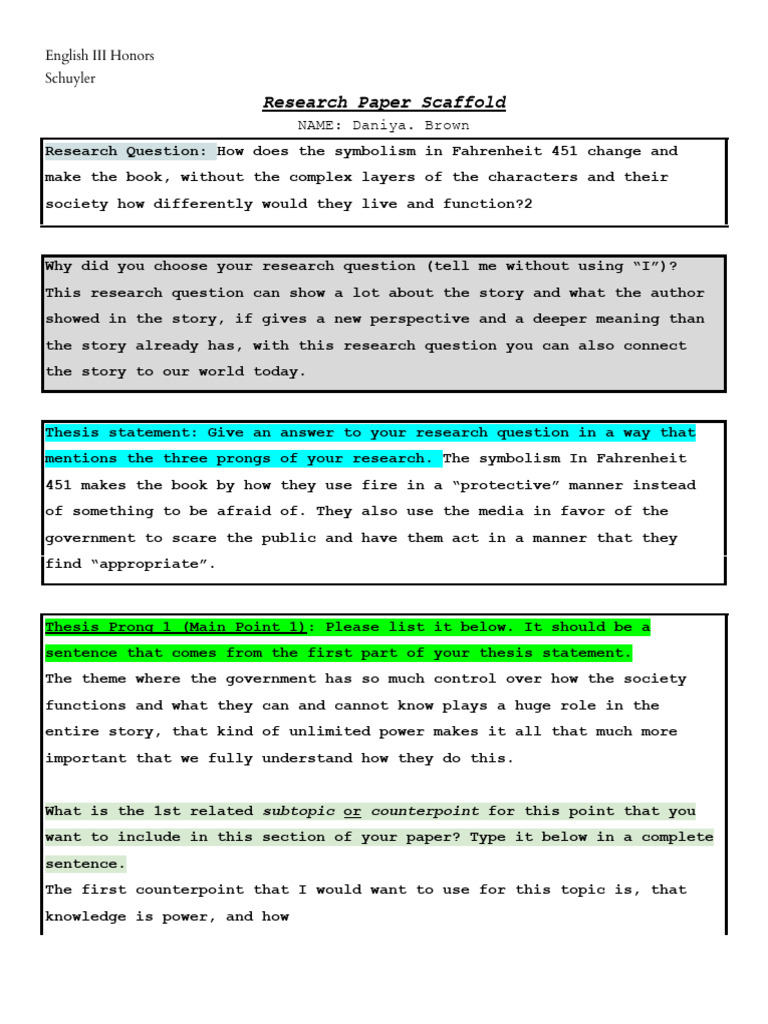 Copy of 2023-24 Research Paper Scaffold | PDF | Question | Cognitive ...