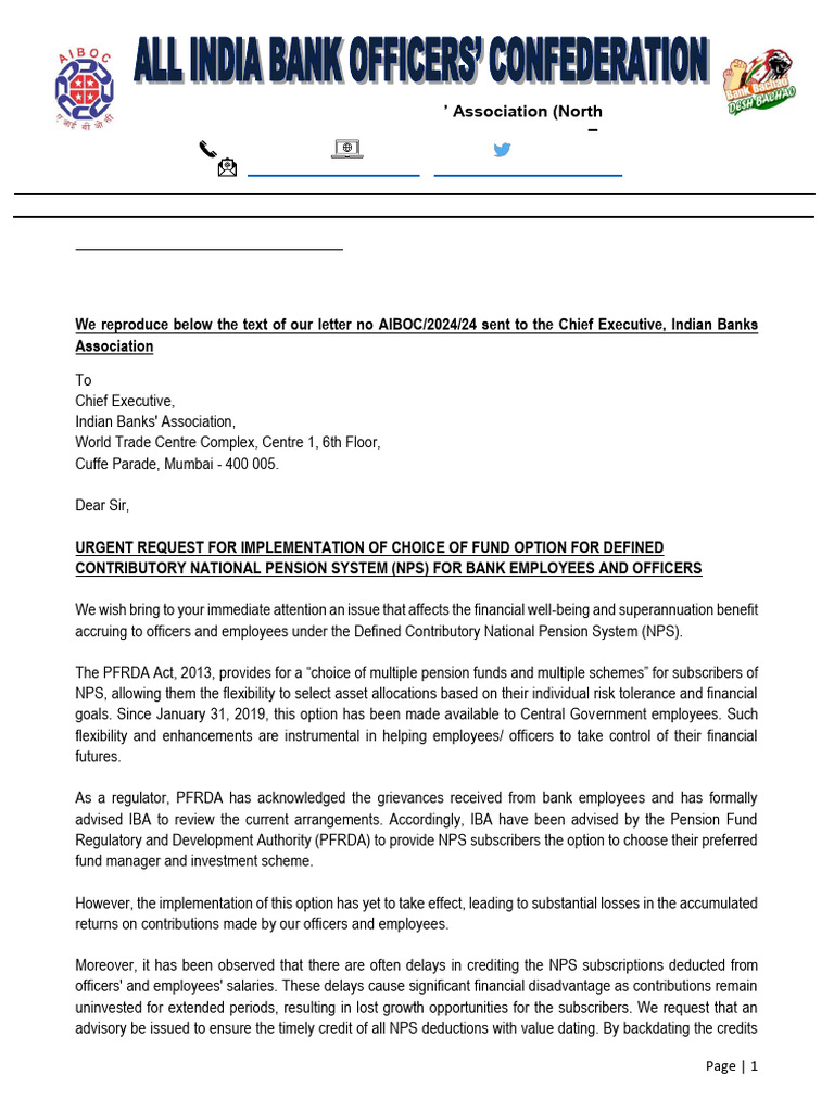 Circular No 29-Letter To IBA-NPS | PDF | Pension | Economies