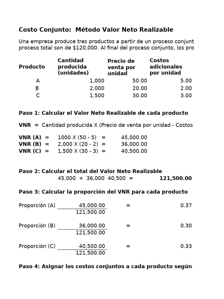 Metodo Valor Neto Realizable | PDF | Métodos y materiales de enseñanza ...