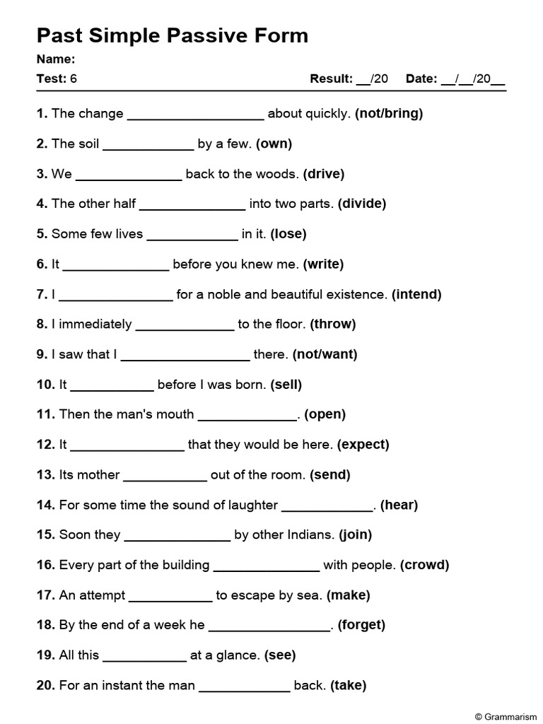 Grammarism Past Simple Passive Test 6 1011752 | PDF | Foreign Language ...