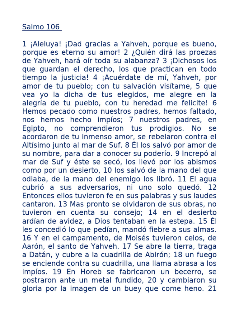 Salmo 106 | PDF | Salmos | Moisés