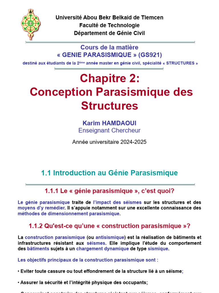 Conception Parasismique des Structures | PDF | Génie parasismique ...