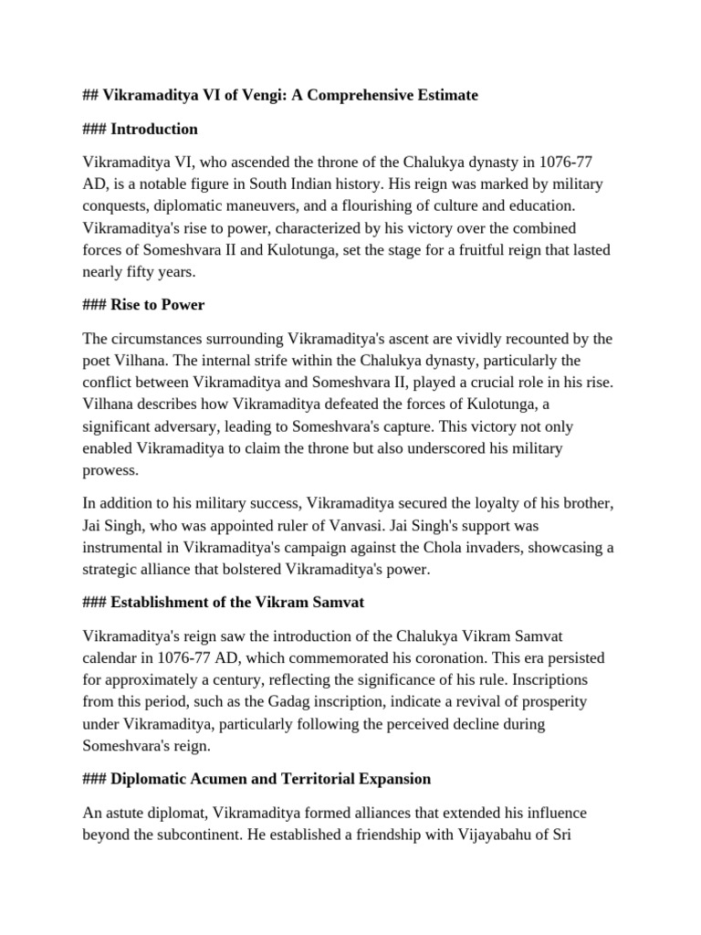 Vikramaditya VI of Vengi | PDF
