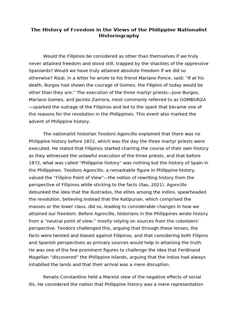 Readings in Philippine History Essay On Philippine Nationalist ...