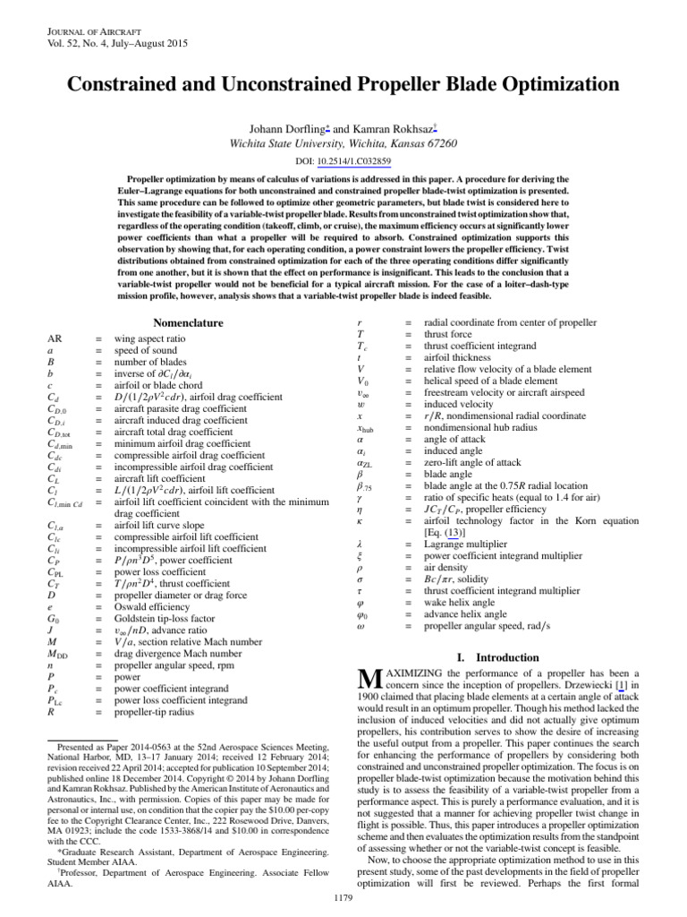 Aero-Constrained and Unconstrained Propeller Blade Optimization | PDF ...