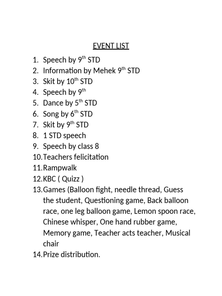 Event List | PDF | Art