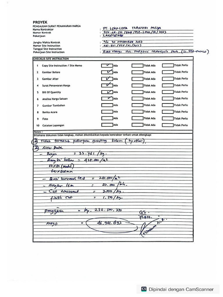 SI.998 - Modifikasi Motorcycle Park (Nego) | PDF