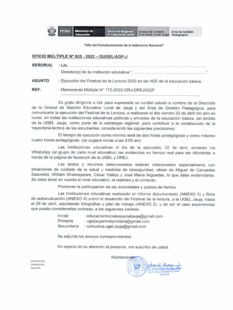 Oficio M 025 Festival de La Lectura U | PDF