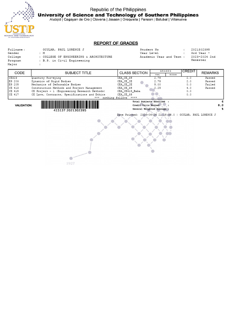 Report of Grades ustpFr9vlIMWqW | PDF
