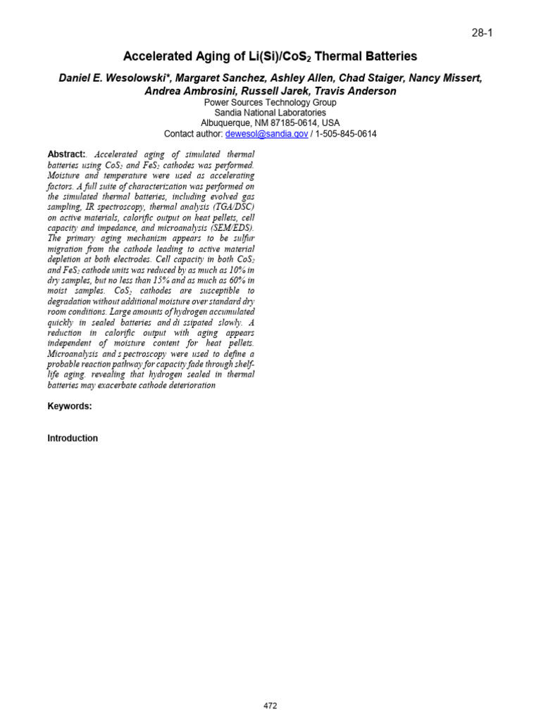 Accelerated Aging of Thermal Batteries | PDF | Water | Chemical Reactions