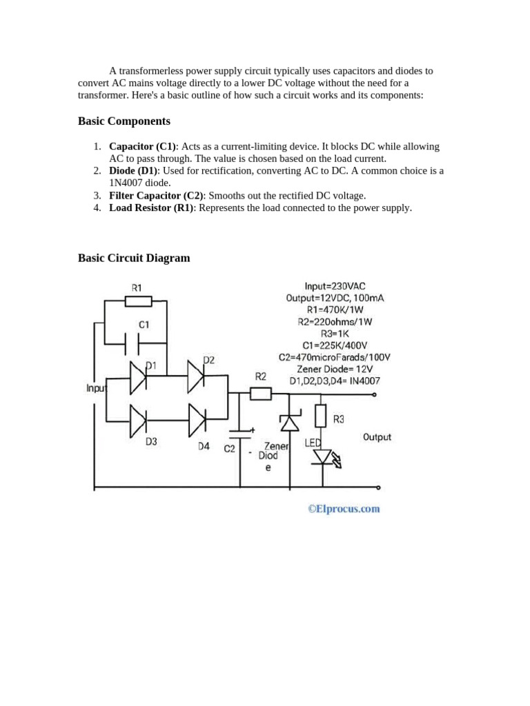 Transformerless Power Supply Guide | PDF