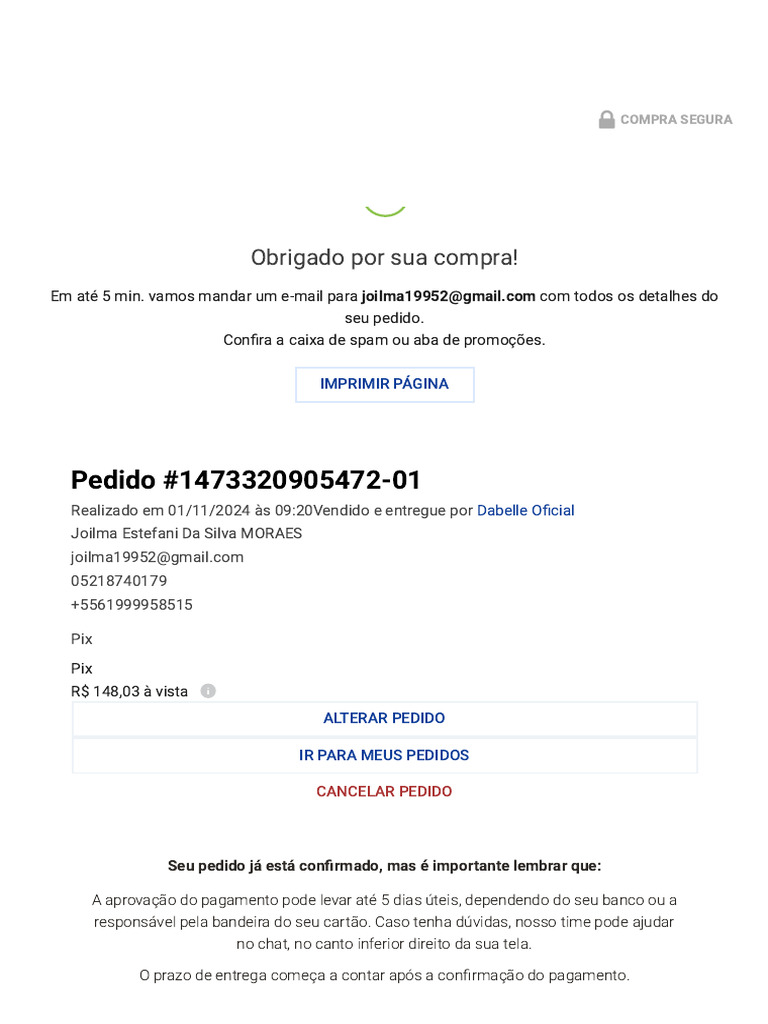 Pedido Confirmado | PDF