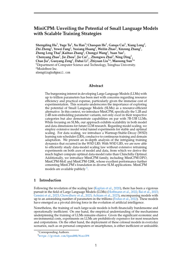 MiniCPM: Advancing Small Language Models | PDF