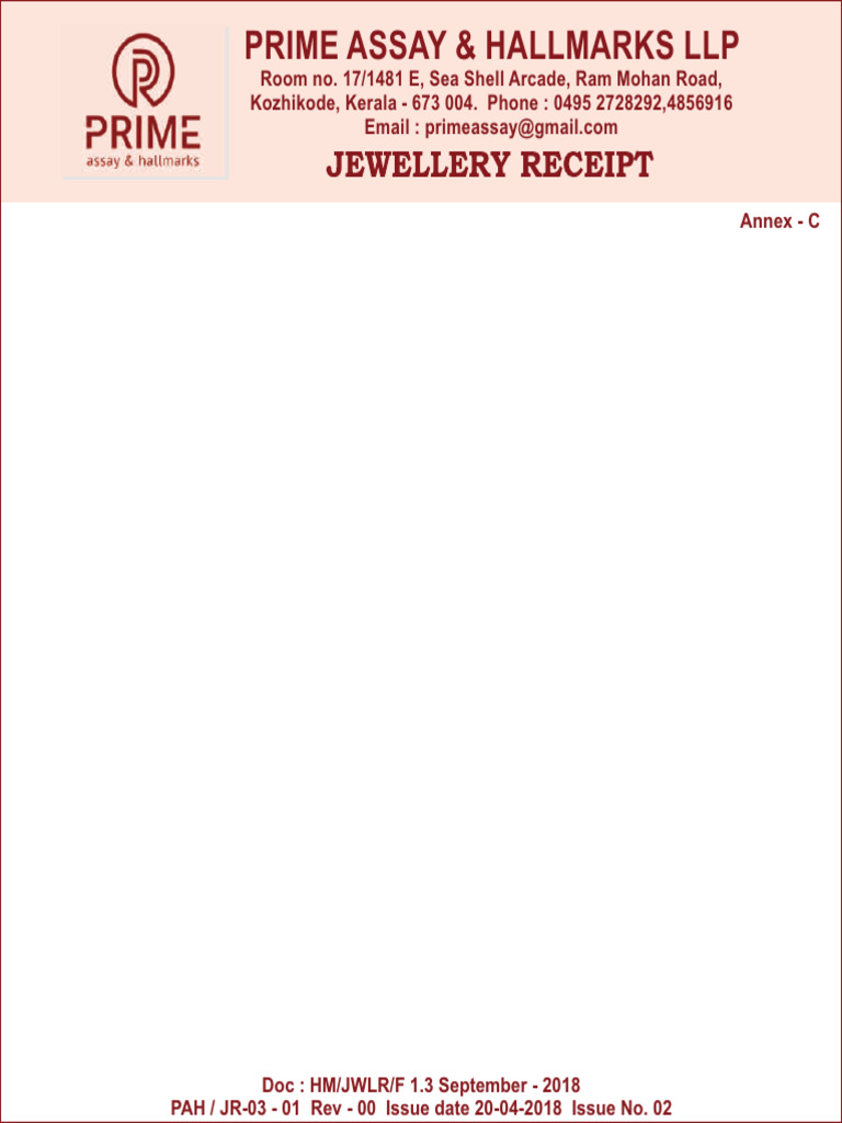 Receipt - Ernamkulam - Meroon Color | PDF