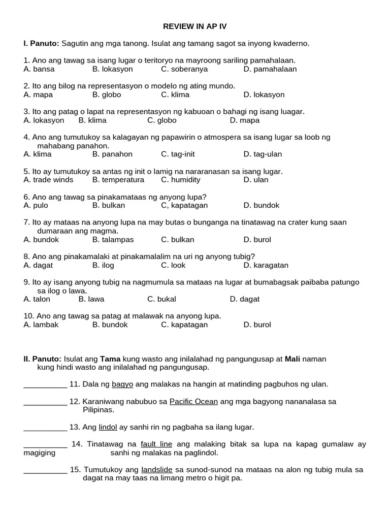 Review in Ap Iv | PDF