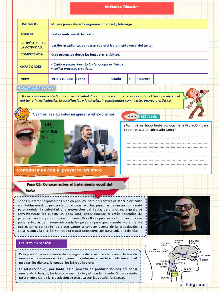 Tratamiento Vocal: Articulación y Dicción | PDF | Artes del Lenguaje y ...
