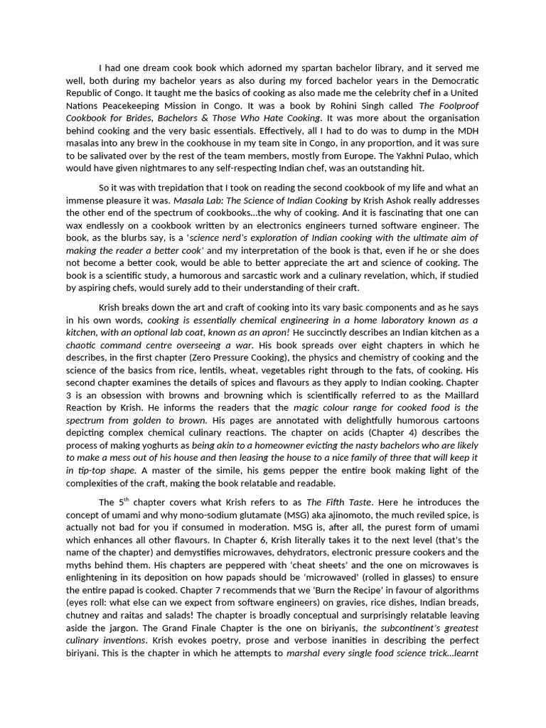 Book Review Masala Lab Krish Ashok | PDF | Food And Drink Preparation ...