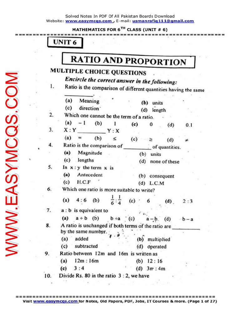 6th Grade Math Unit 6 | PDF