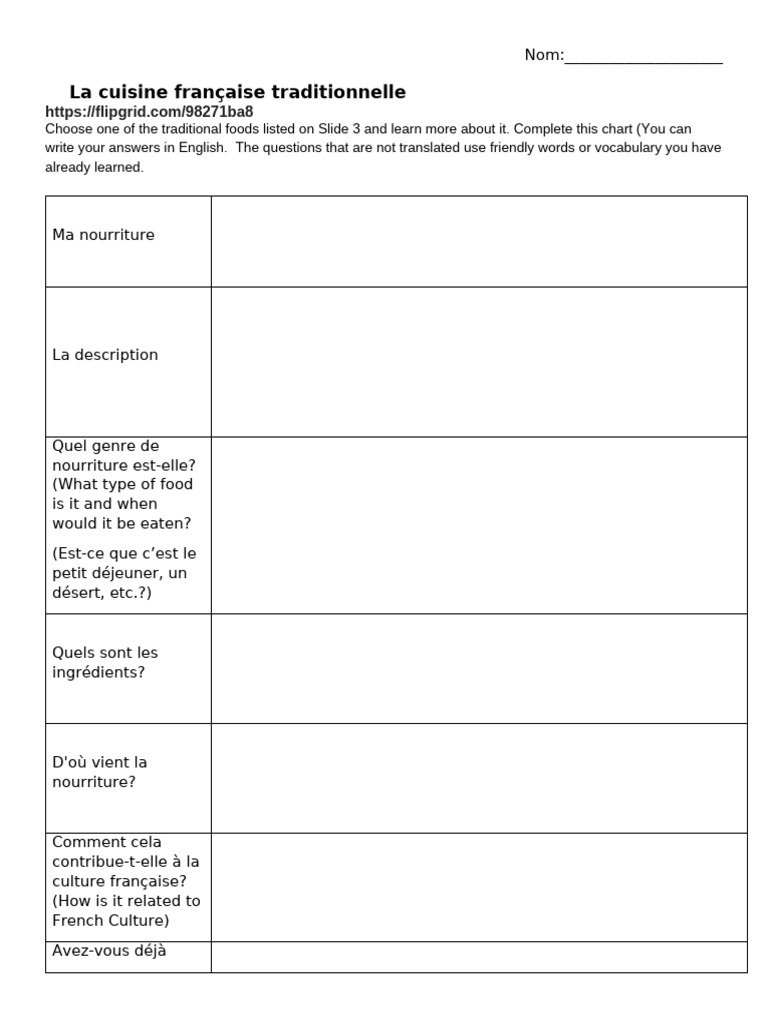Cuisine Française Traditionnelle | PDF | Études des langues étrangères ...