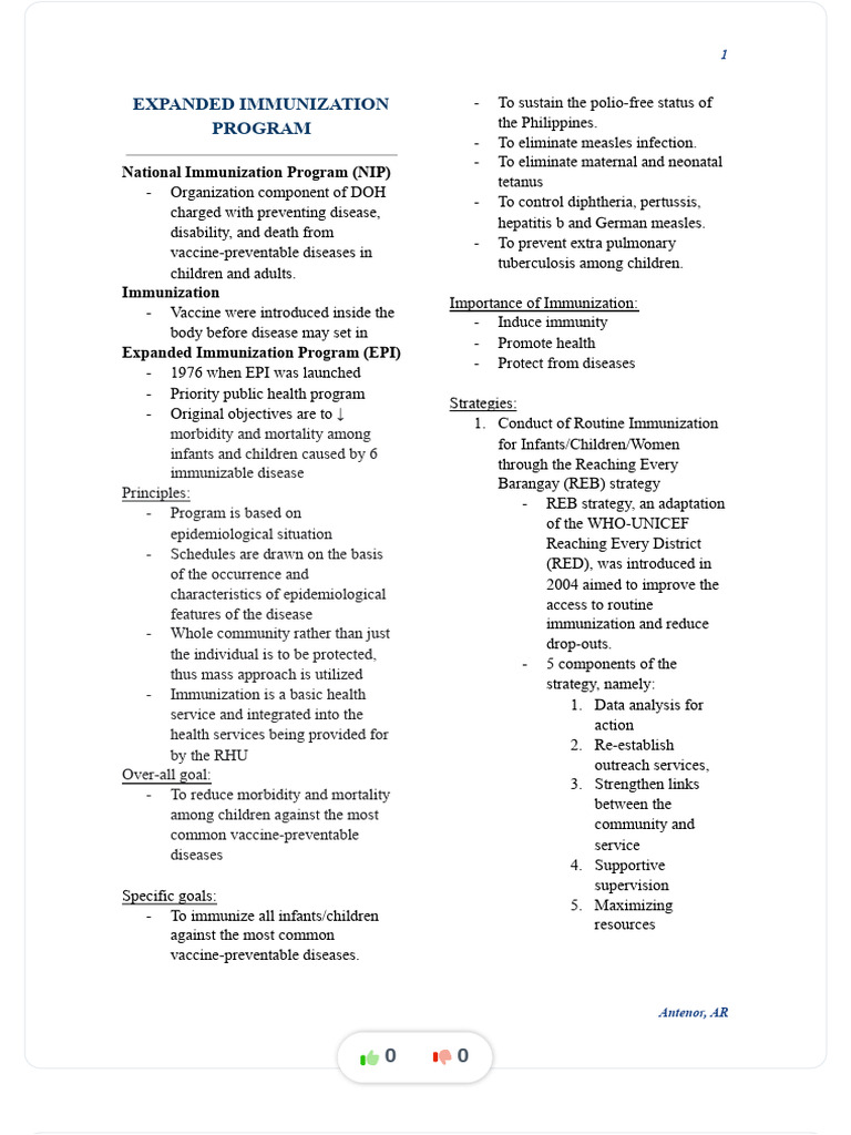 NCM 104 CHN Expanded Immunization Program - Compress | PDF | Vaccines | Pediatrics