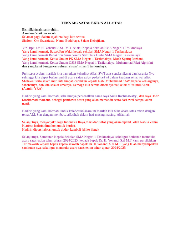 Teks MC Exion All Star | PDF | Agama & Spiritualitas