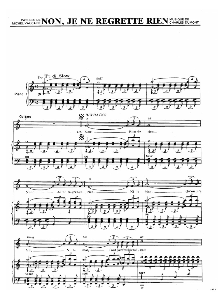 Non Je Ne Regrette Rien | PDF