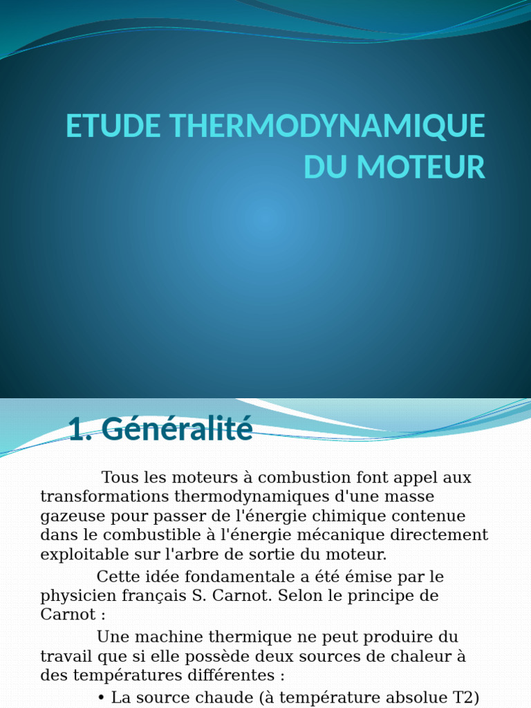 3 Etude Thermodinamique Du Moteur | PDF | Ingénierie mécanique | Thermodynamique