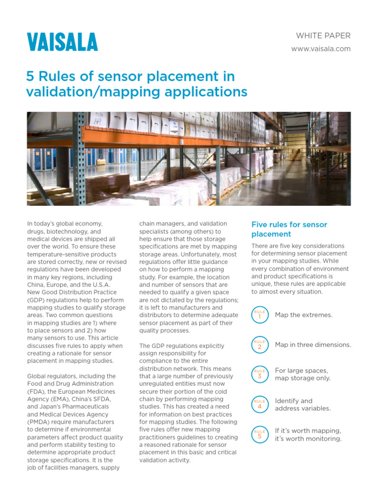 5 Rules of Sensor Placement in Validation/mapping Applications | PDF | Refrigerator | Food And ...