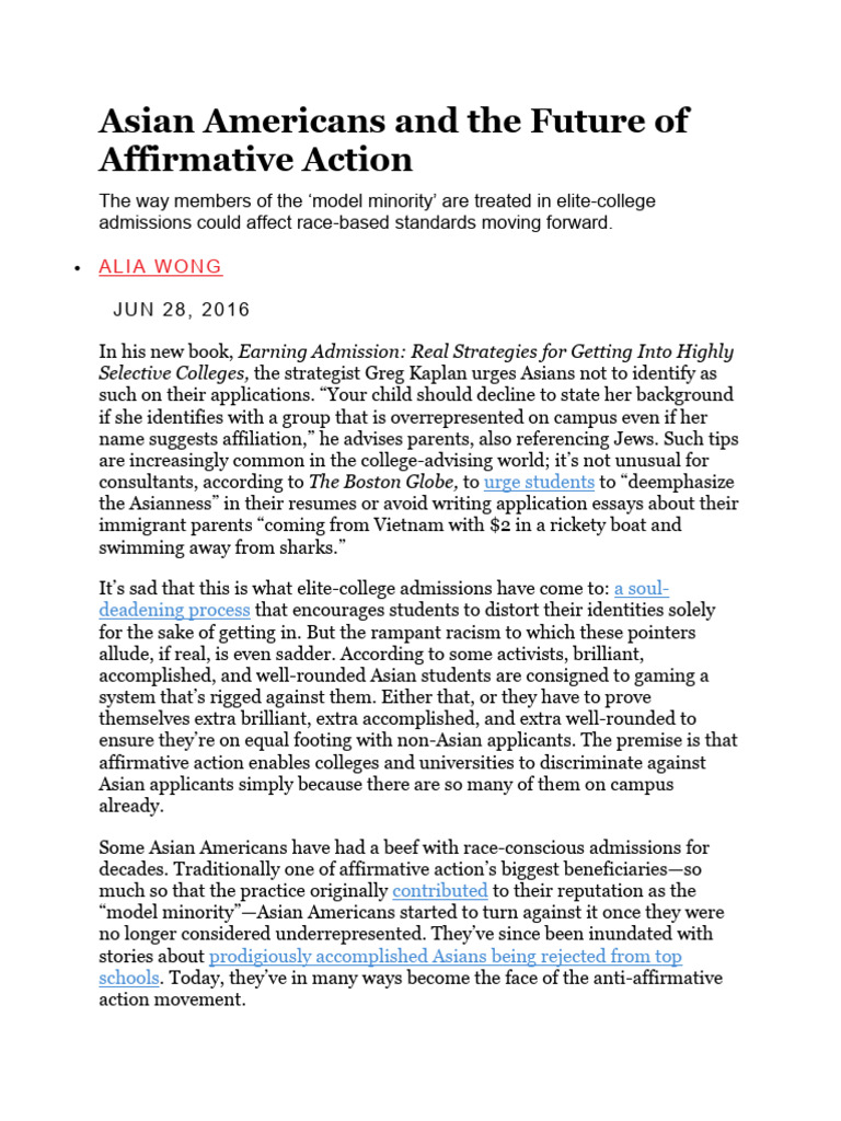 Asian Americans and Affirmative Action's Future | PDF | Affirmative ...