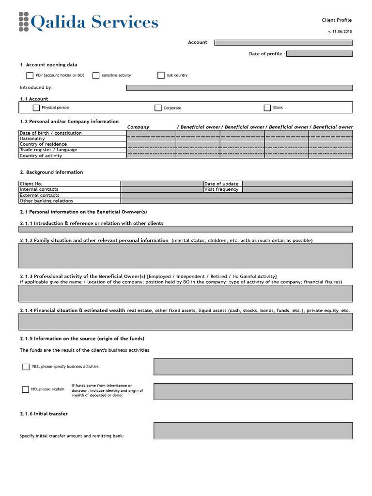 QS Template - Profile Client Internal | PDF | Banks | Information