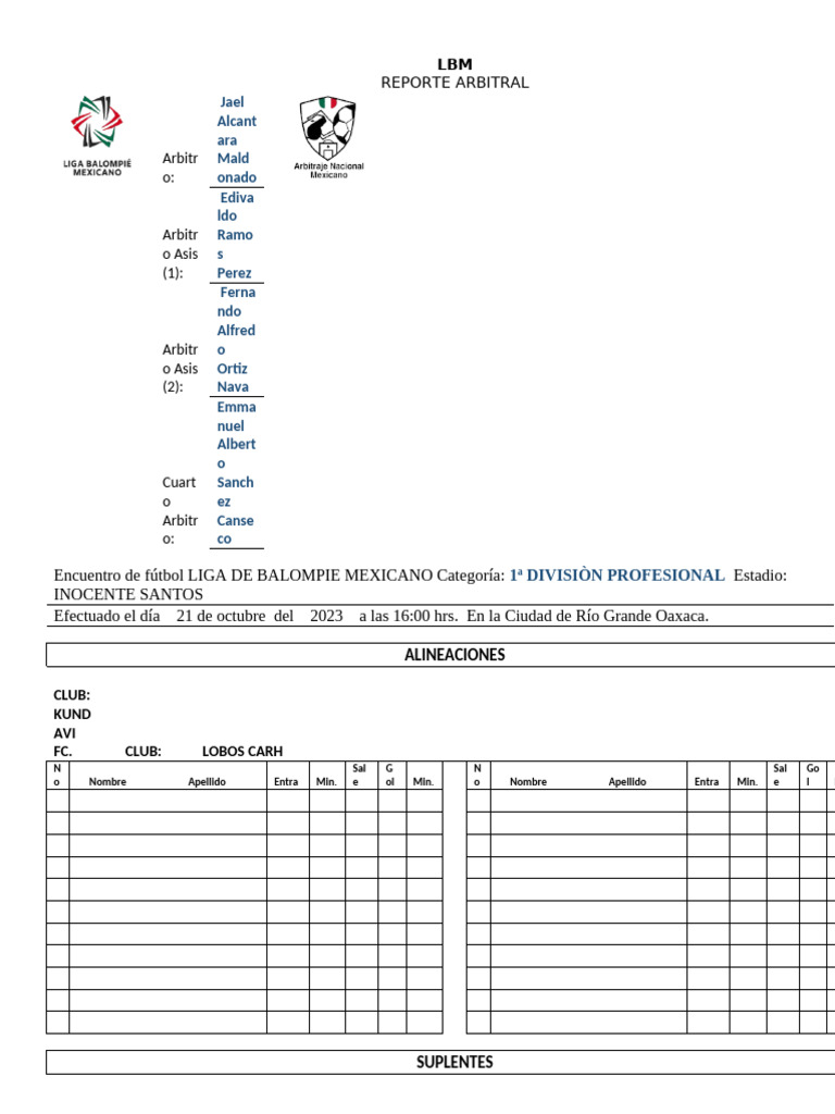 J-10 Kundavi FC Vs Lobos Carh | PDF | Asociación de Futbol | Deportes