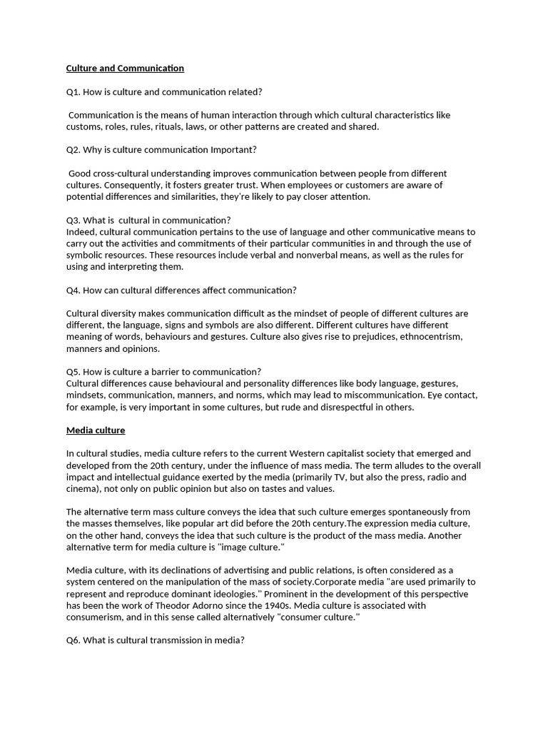 Culture and Communication | PDF | Communication | Consumerism